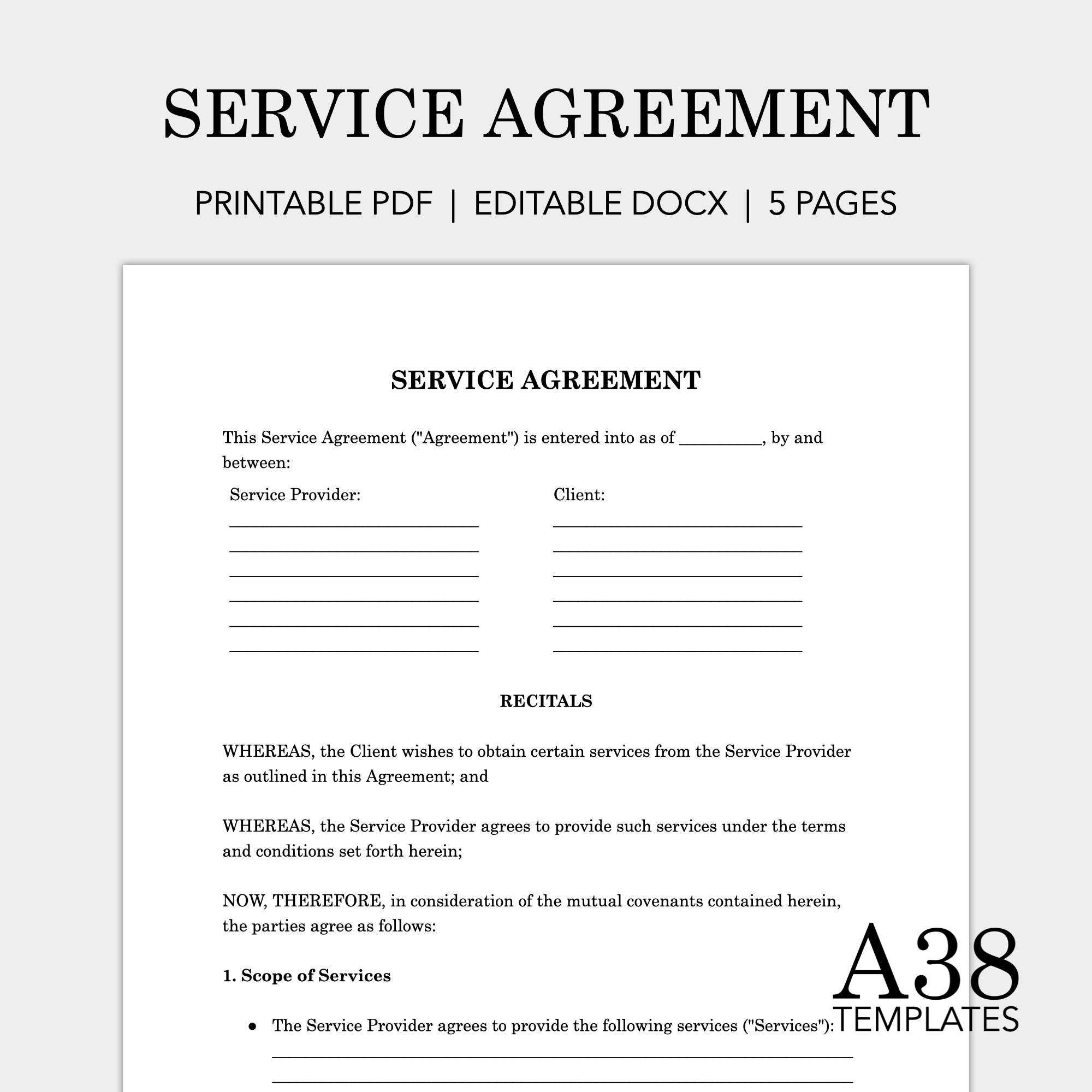Service Agreement Template, Service Contract, Independent Contractor ...