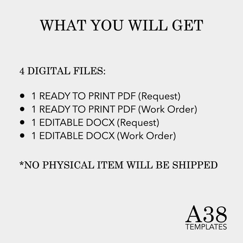 Rental Property Maintenance Request and Work Order Template Bundle ...