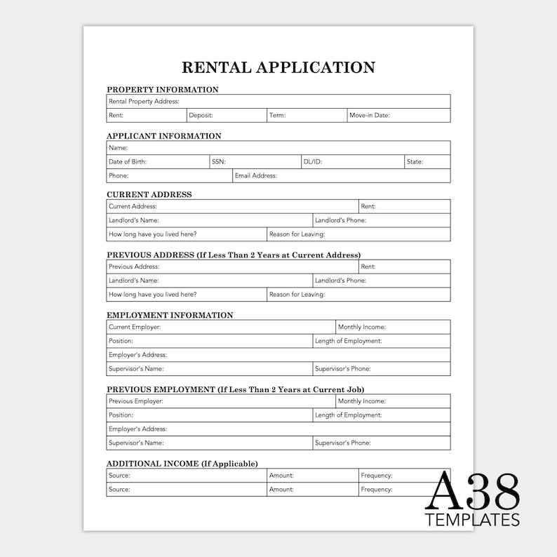 Rental Application Form Template: Tenant Screening, Property Management ...