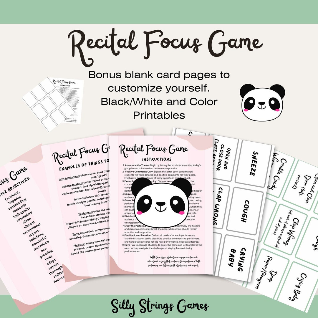 Fun Recital Etiquette Game: Printable Group Lesson Activity for Music ...