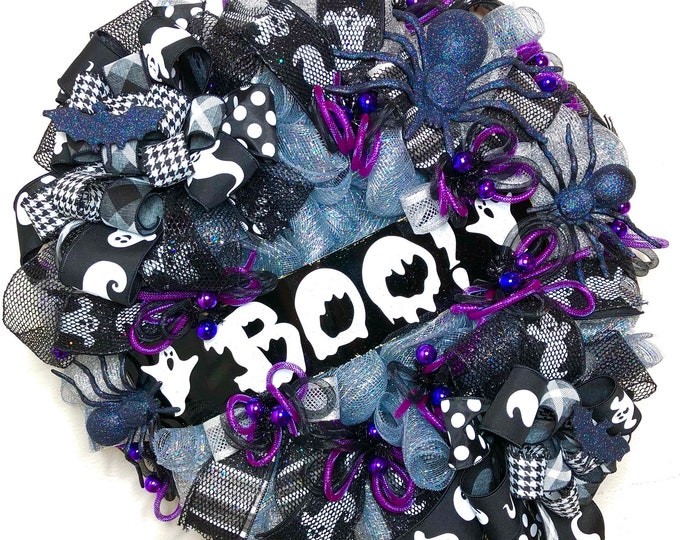 Halloween Ghost Deco Mesh Wreath,halloween Wreath, Halloween Decor ...