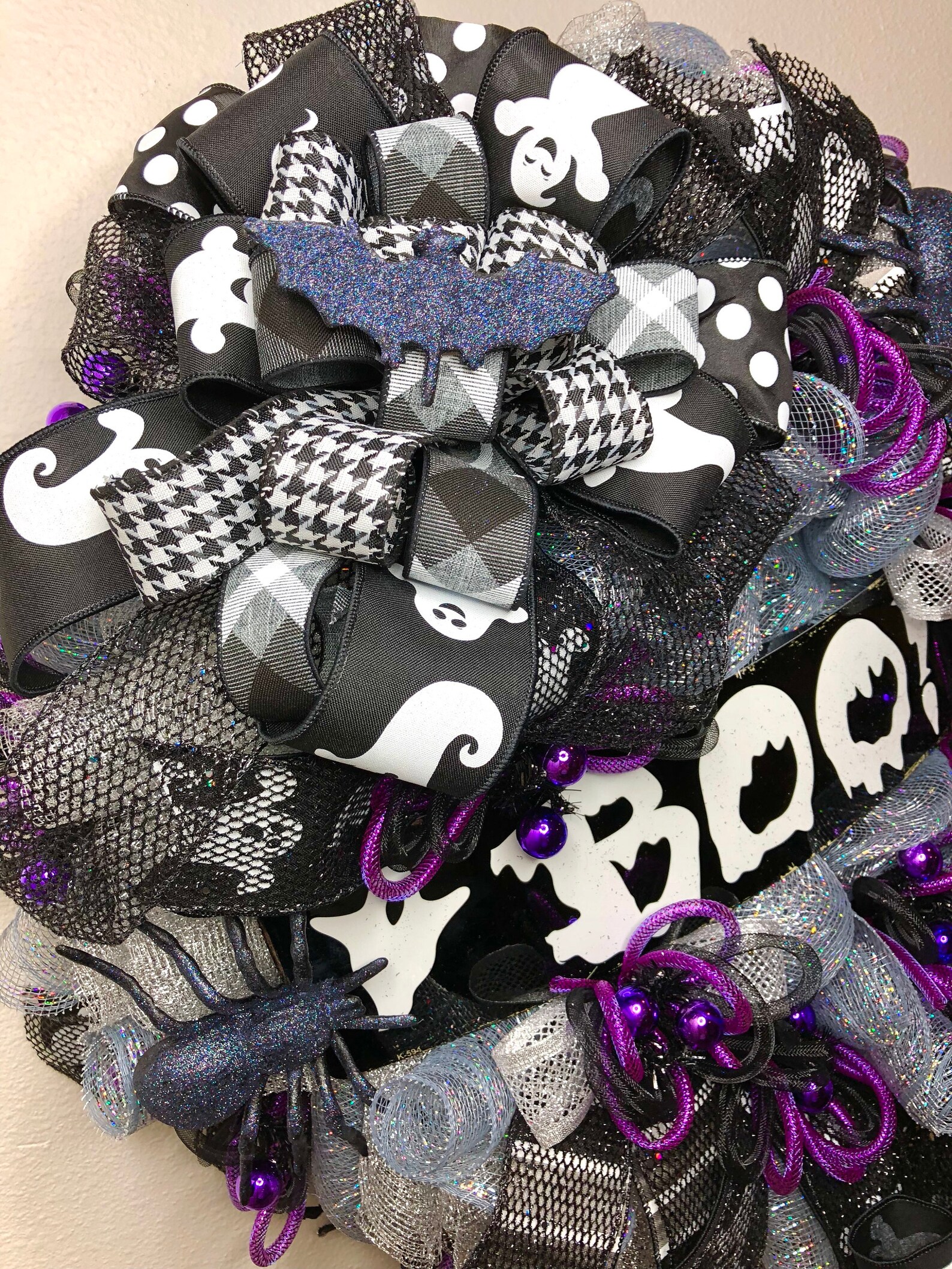 Halloween Ghost Deco Mesh Wreathhalloween Wreath Halloween - Etsy