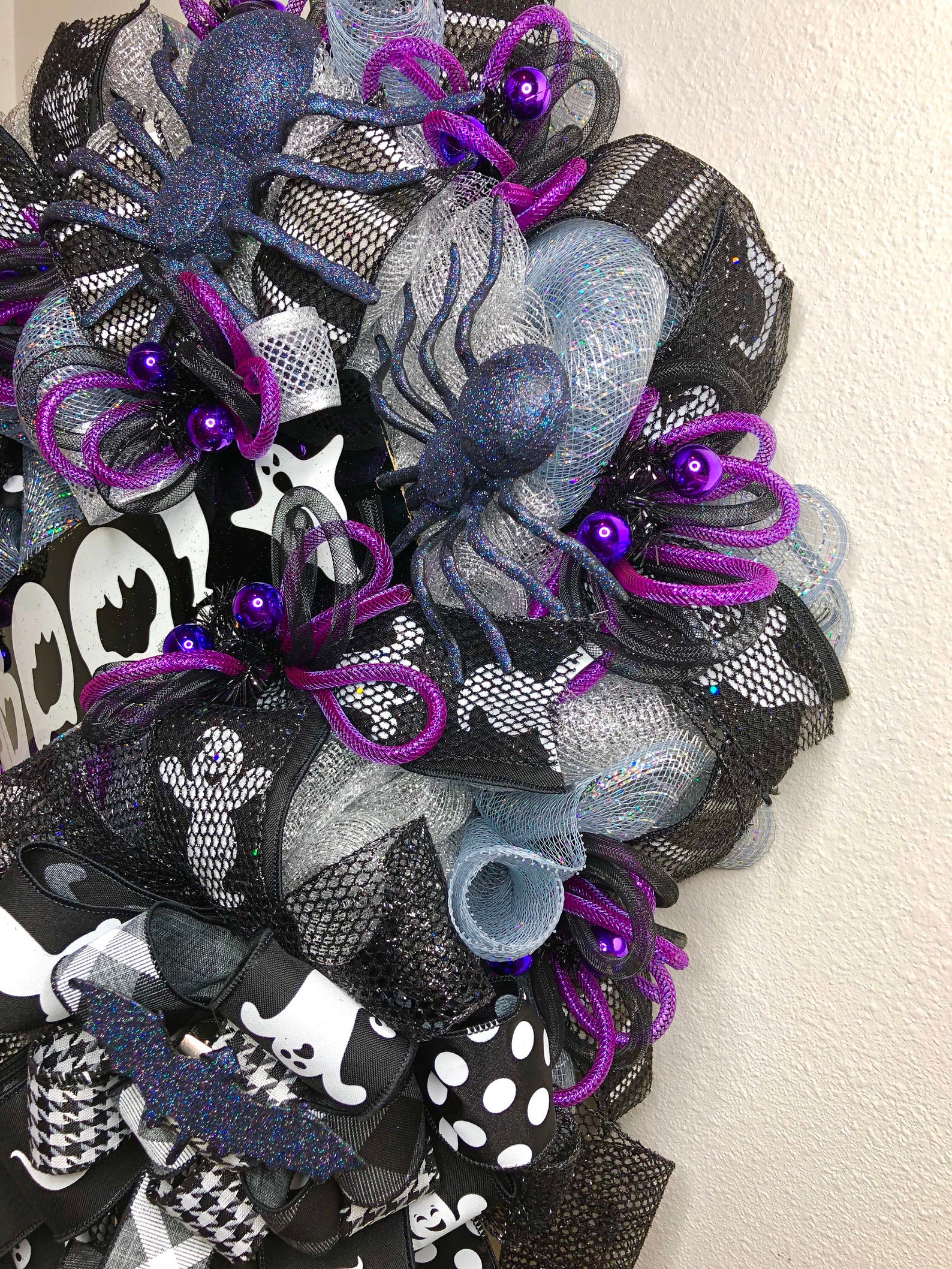 Halloween Ghost Deco Mesh Wreathhalloween Wreath Halloween - Etsy
