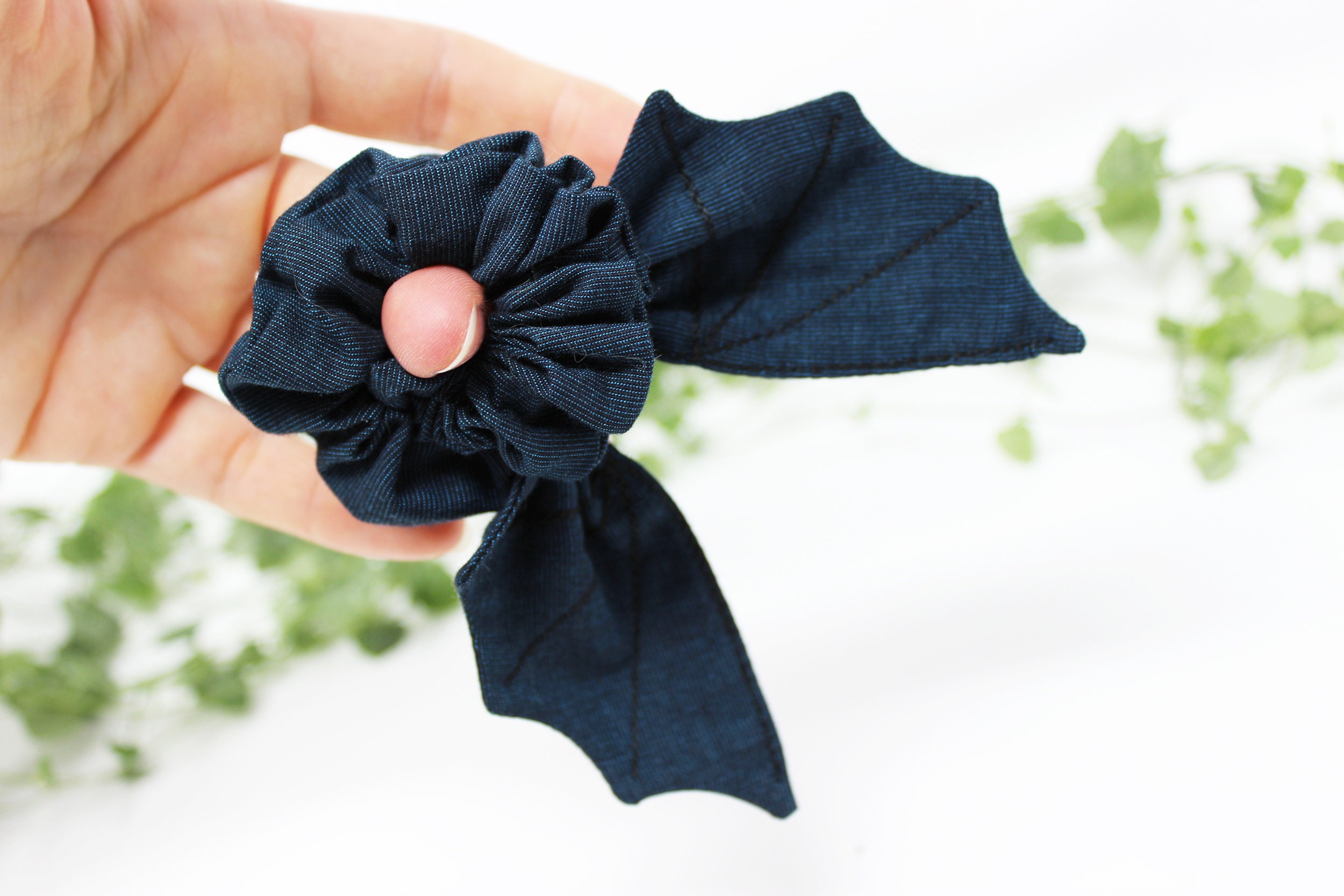 Bat Wings Scrunchie / Teal Scrunchie / Dark Blue Scrunchie / - Etsy