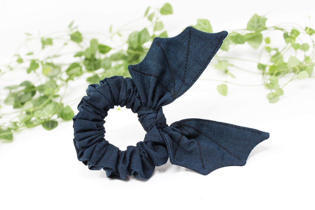 Bat Wings Scrunchie / Teal Scrunchie / Dark Blue Scrunchie / - Etsy