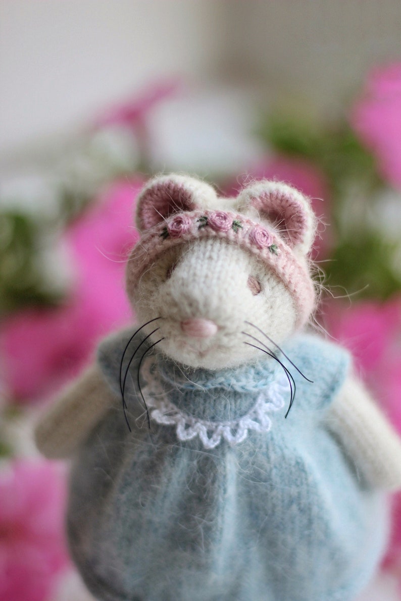 Knitted Stuffed Mouse Dressed Toy - Hand Knit Little Mini Mouse Toy in ...