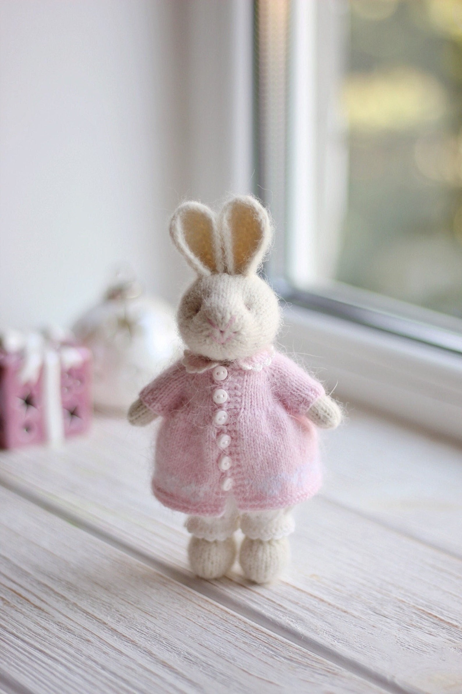 Knitted Little Easter Bunny Girl Doll Stuffed Small Easter | Etsy