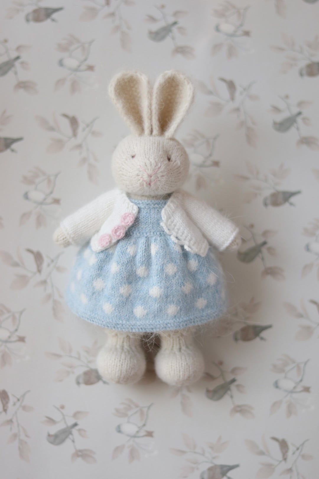 Knitted Easter Bunny Rabbit Girl Doll - Stuffed Dressed Bunny Doll for ...
