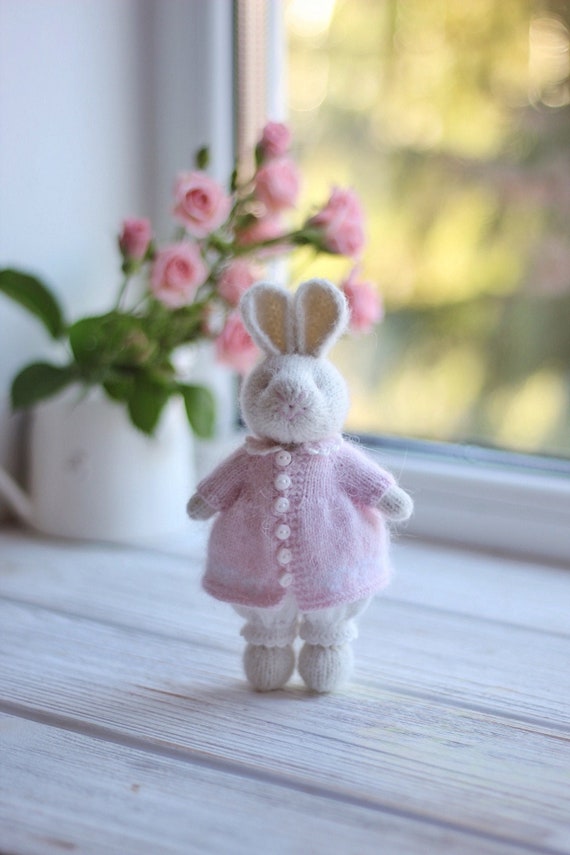Knitted Little Easter Bunny Girl Doll Stuffed Small Easter | Etsy