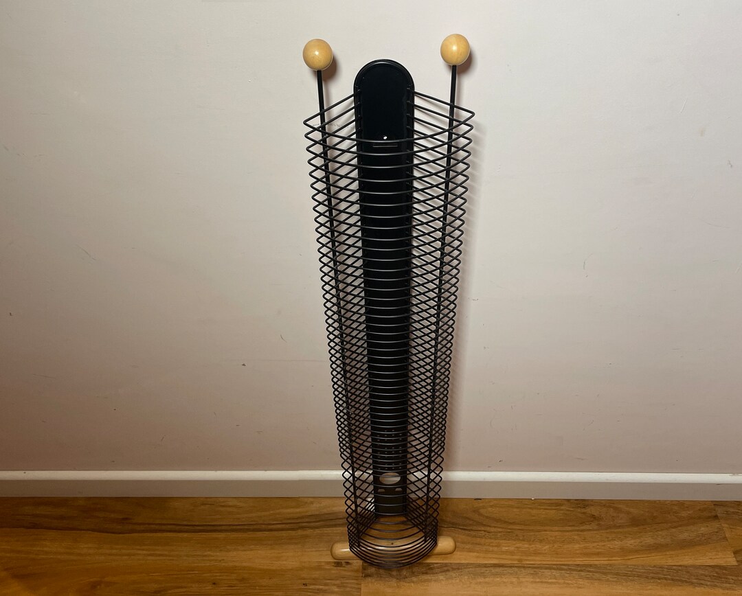 Black Metal & Wood Audio CD Storage Tower Rack, Stores 54 Cds, Wall ...