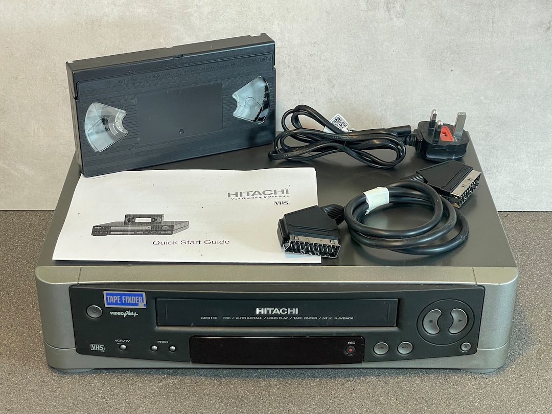 Hitachi Video Cassette Tape Recorder VHS VCR Player Cables MX910E Grey ...