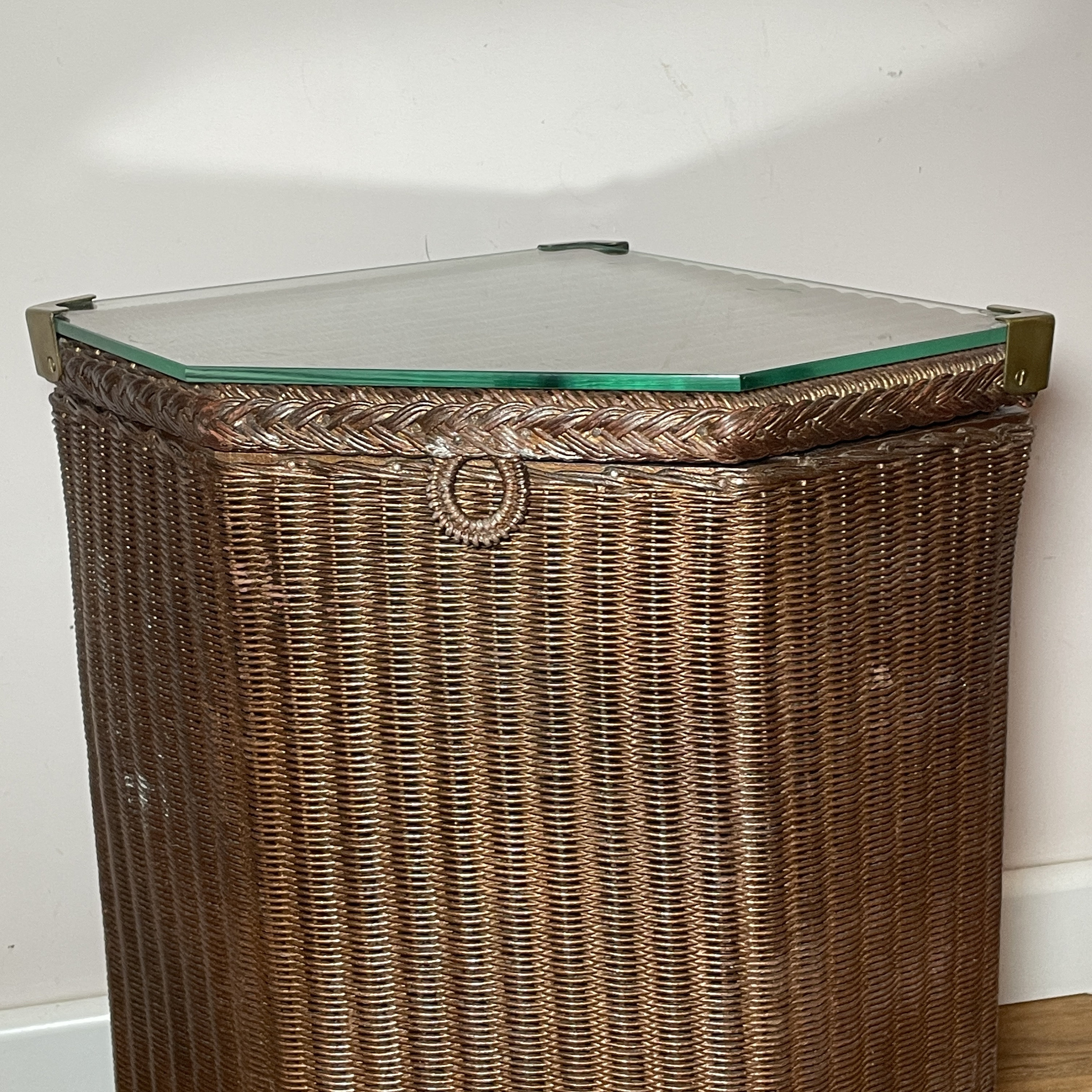 Vintage Lloyd Loom Basket Corner Laundry Basket Wicker With - Etsy