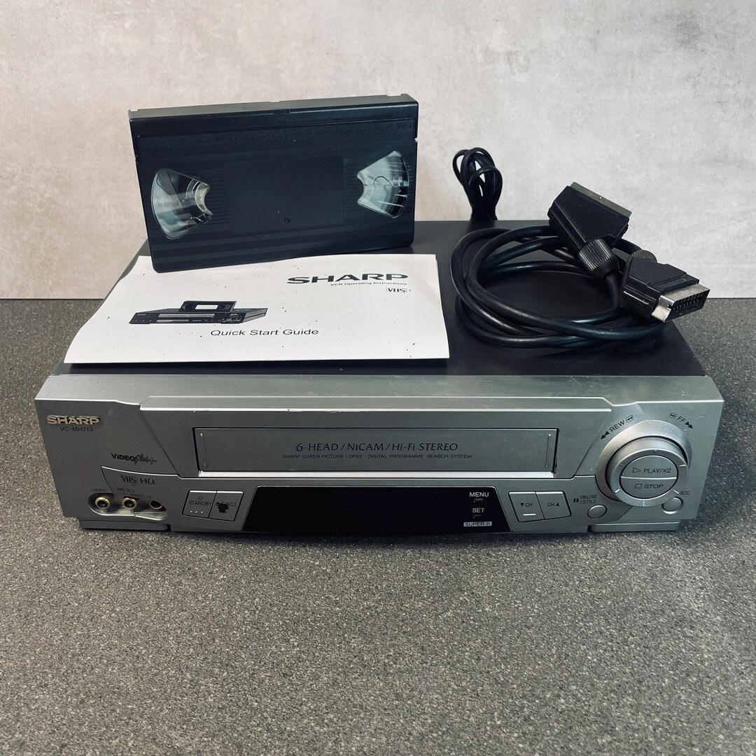 Sharp Video Cassette Tape Recorder VHS VCR Player Cables Black Serviced ...