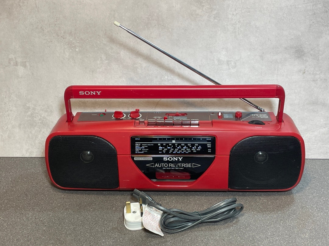 Sony CFS-202L Red Stereo 4-band Radio Fm Mw Lw Sw Retro Boombox With ...