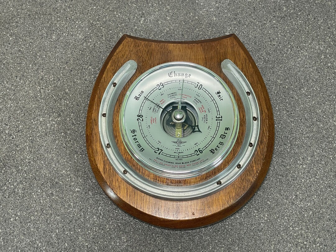 Vintage Wooden Shortland Bowen Wall Hanging Weather Station Barometer ...