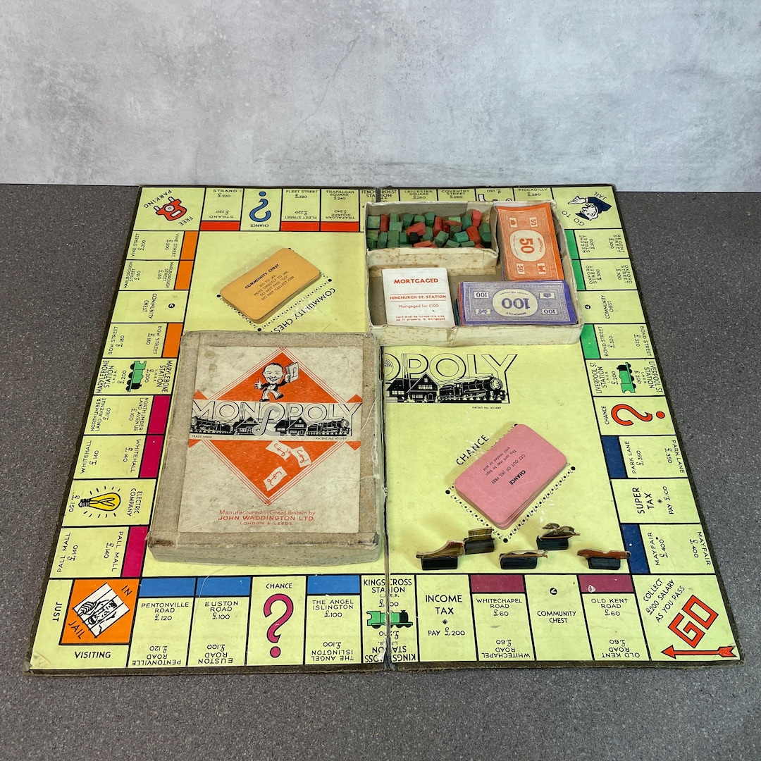 Vintage Wartime 1940s Monopoly Board Game With Cardboard Tokens 100% ...