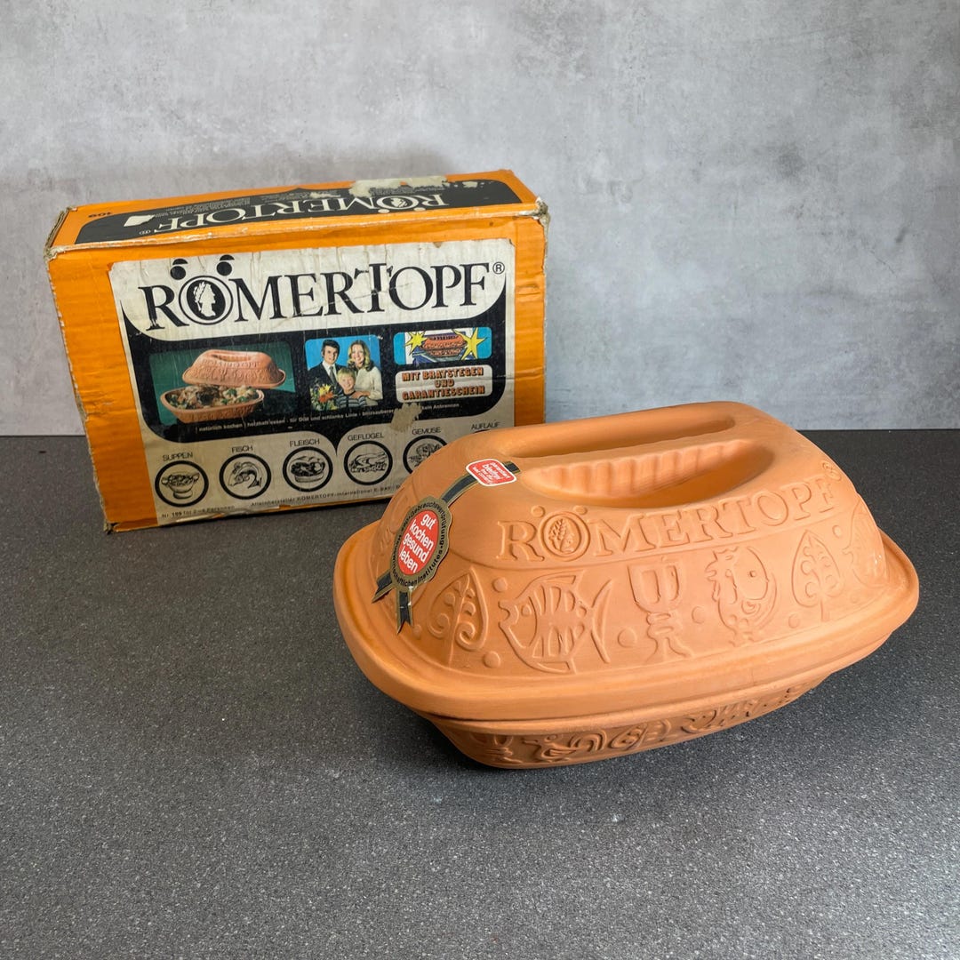 Romertopf Terracotta Clay Baker Roaster Orange Brown Large Kingcraft ...