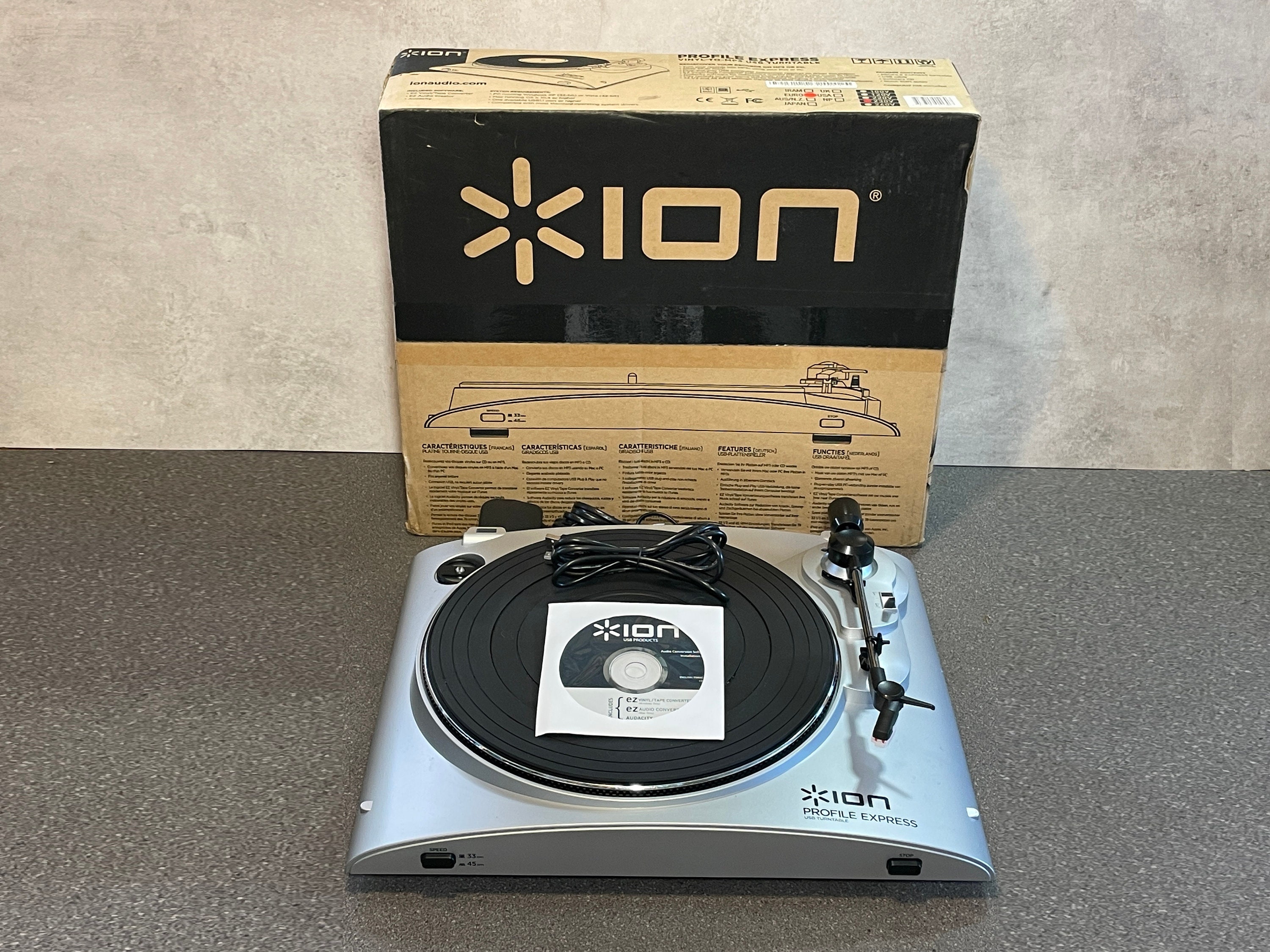 Ion Profile Express USB Turntable Record Player Convert Vinyl Records ...
