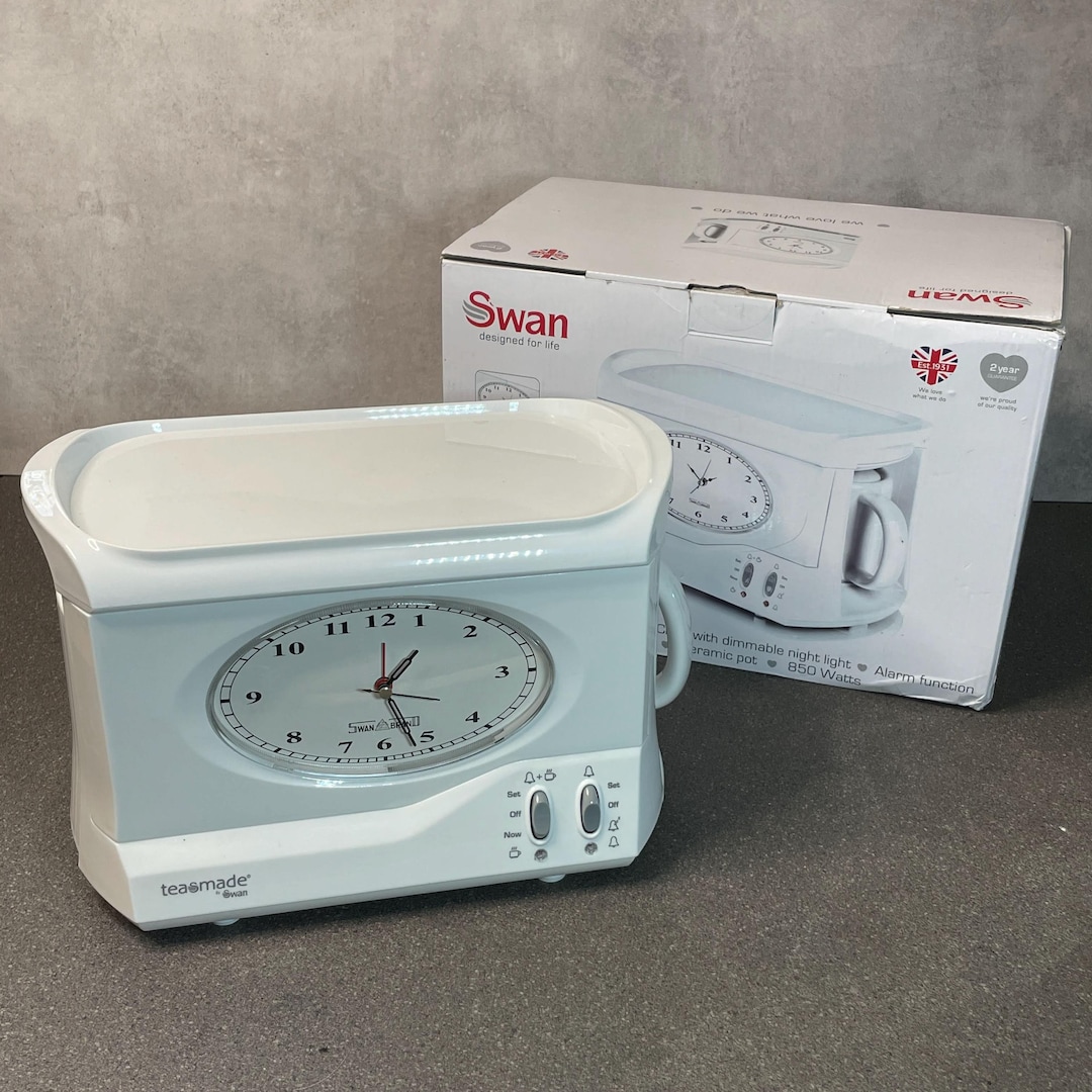 Swan Teasmade Alarm Clock & Tea Maker Boxed Tea Maid White STM201N ...