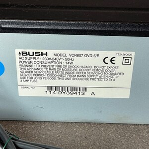 Bush Video Cassette Recorder VHS VCR Player Cables 6 Heads Nicam Stereo ...