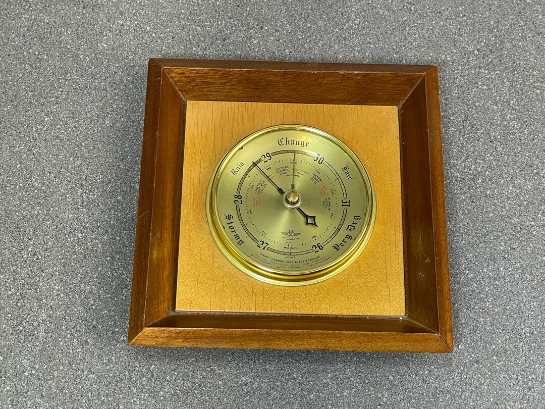 Vintage Wooden Barometer Weather Station, Wall Hanging, Wood, Retro ...