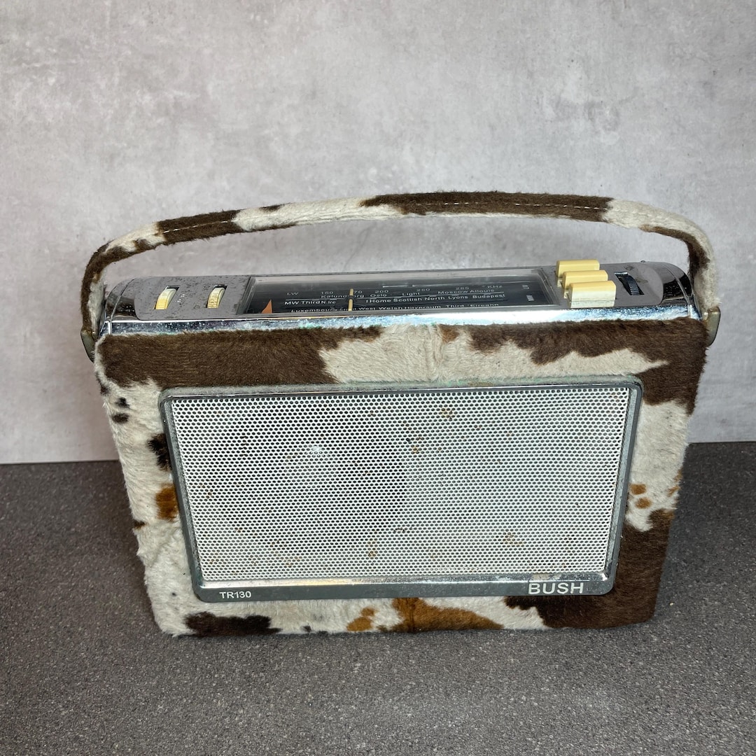 Vintage Bush TR130 Transistor Radio Cow-hide Furry Print Fm/mw/lw ...