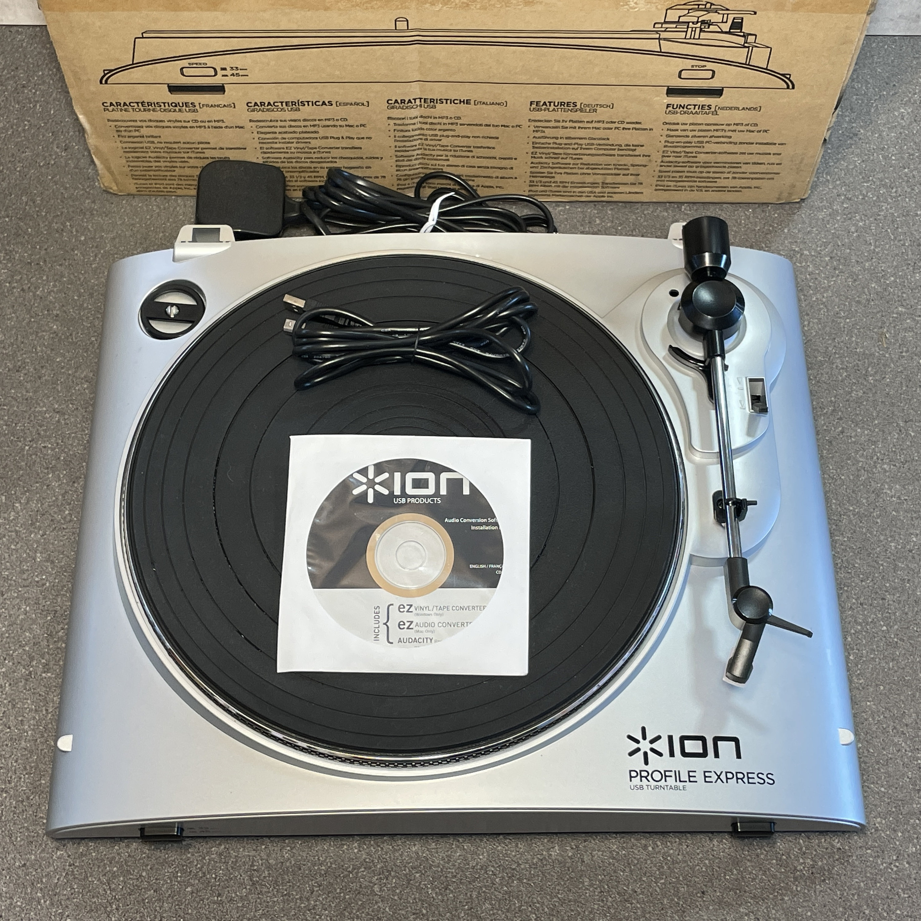 Ion Profile Express USB Turntable Record Player Convert Vinyl Records ...