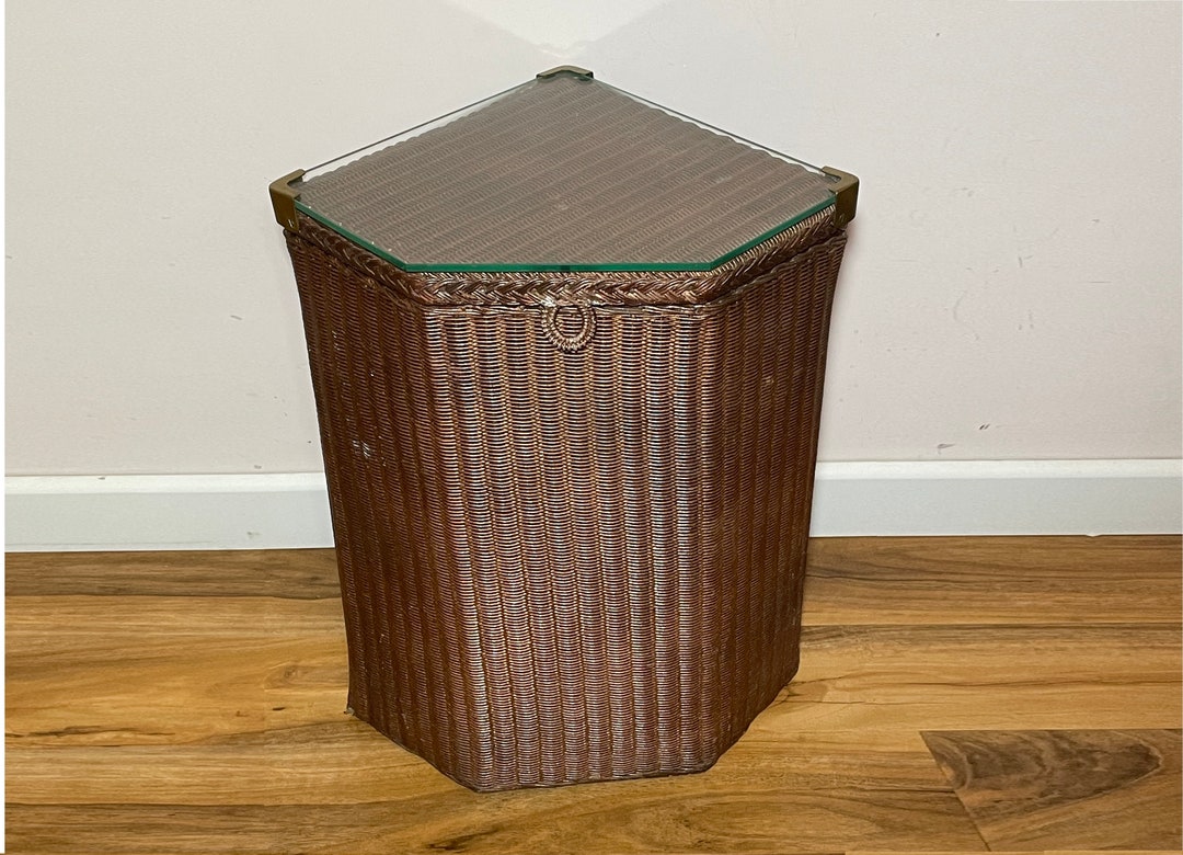 Vintage Lloyd Loom Basket Corner Laundry Basket Wicker With - Etsy