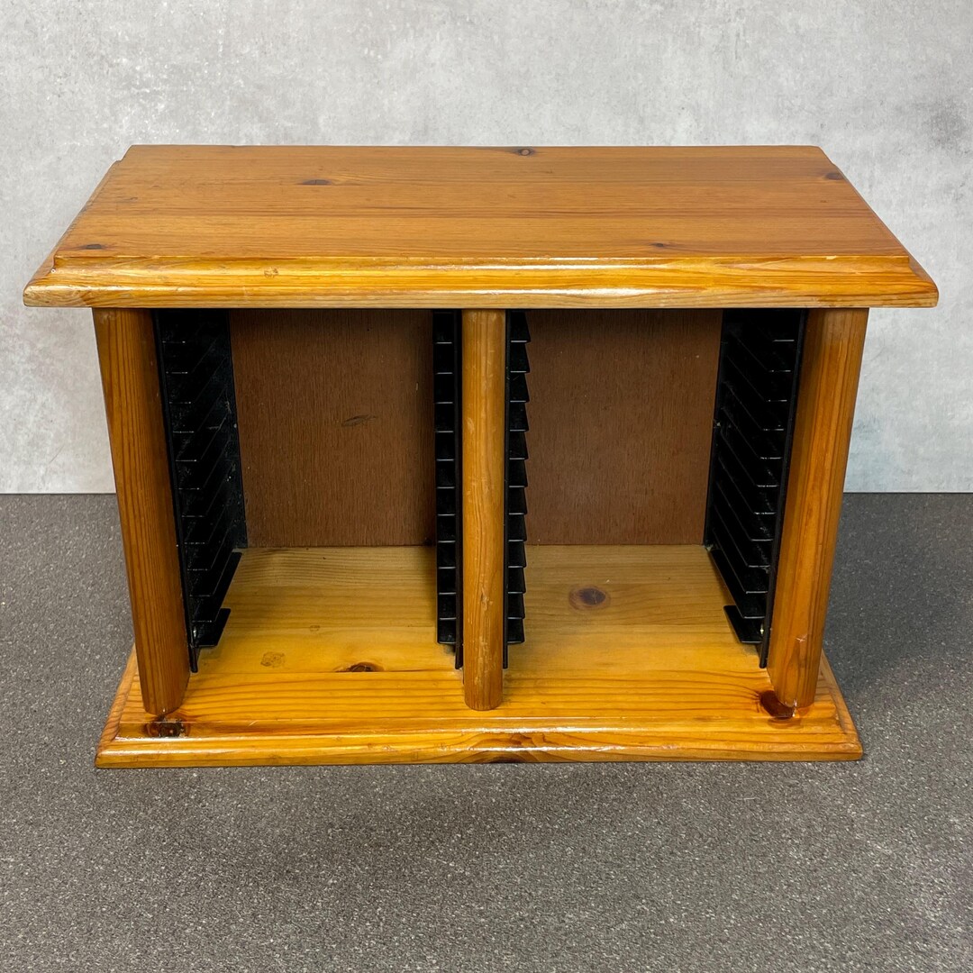 Wooden Double CD Storage Tower Rack Stores 26 Audio Cds Solid Wood ...