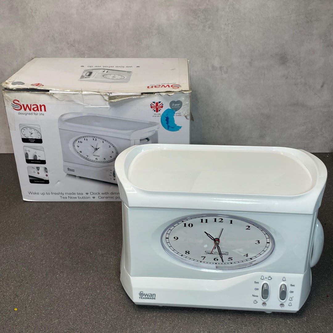 Swan Teasmade Alarm Clock & Tea Maker | Boxed | Tea Maid | White ...