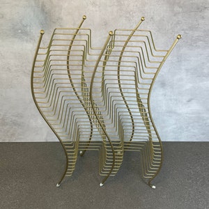 Metal Double Wavey Wire Gold CD Storage Tower Rack Stores 60 Audio Cds ...