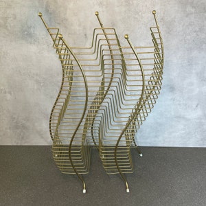 Metal Double Wavey Wire Gold CD Storage Tower Rack Stores 60 Audio Cds ...