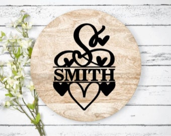 Monogram Decal, Initial Decal, Initial Wreath Decal, Wedding Decor ...