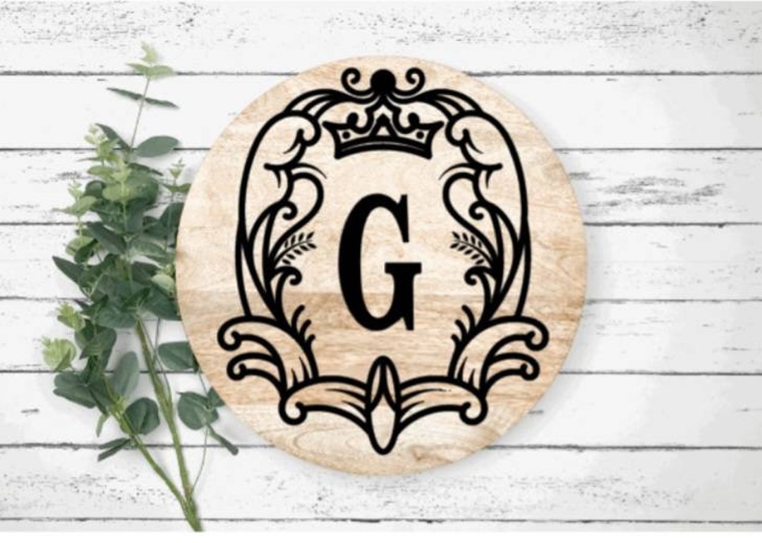 Monogram Decal, Family Crest Decal, Initial Wreath Decal, Wedding Decor ...