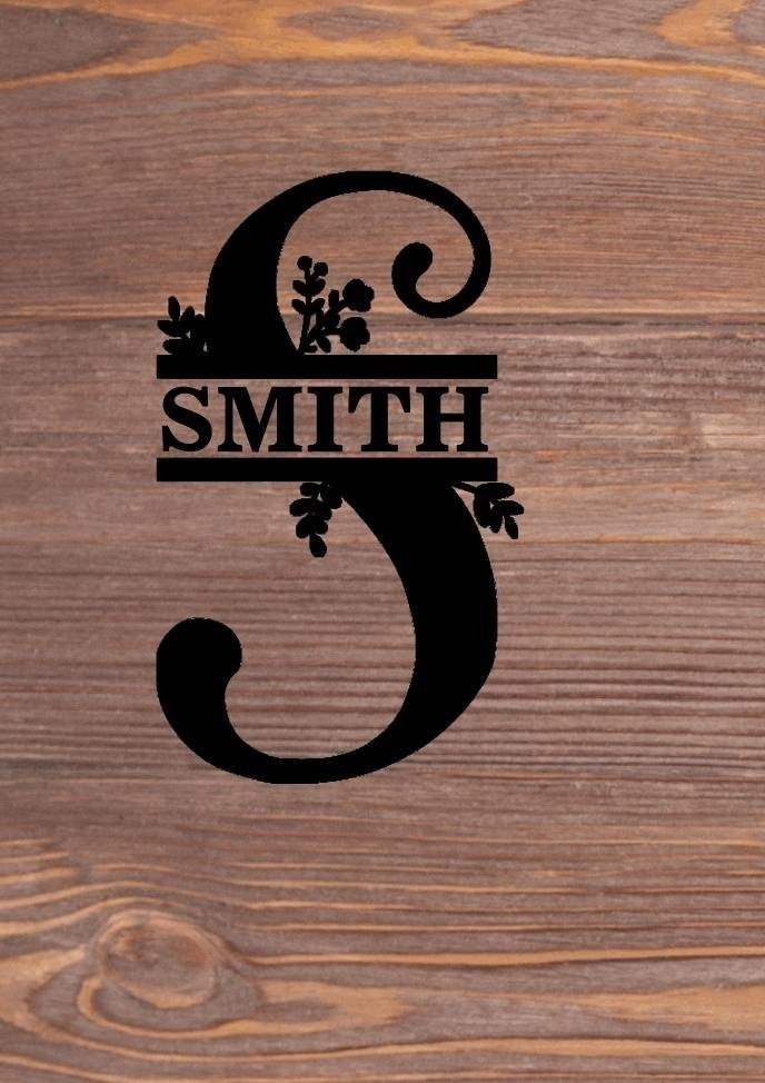 Monogram Decal Initial Decal Initial Wreath Decal Wedding - Etsy