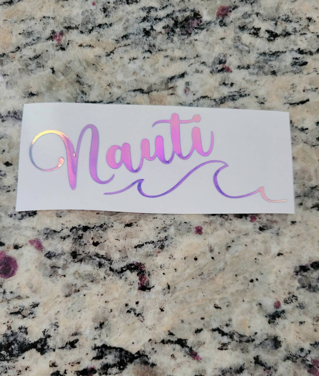 Nauti Decal, Wave Decal, Vinyl Beach Decal, Holographic Decal - Etsy