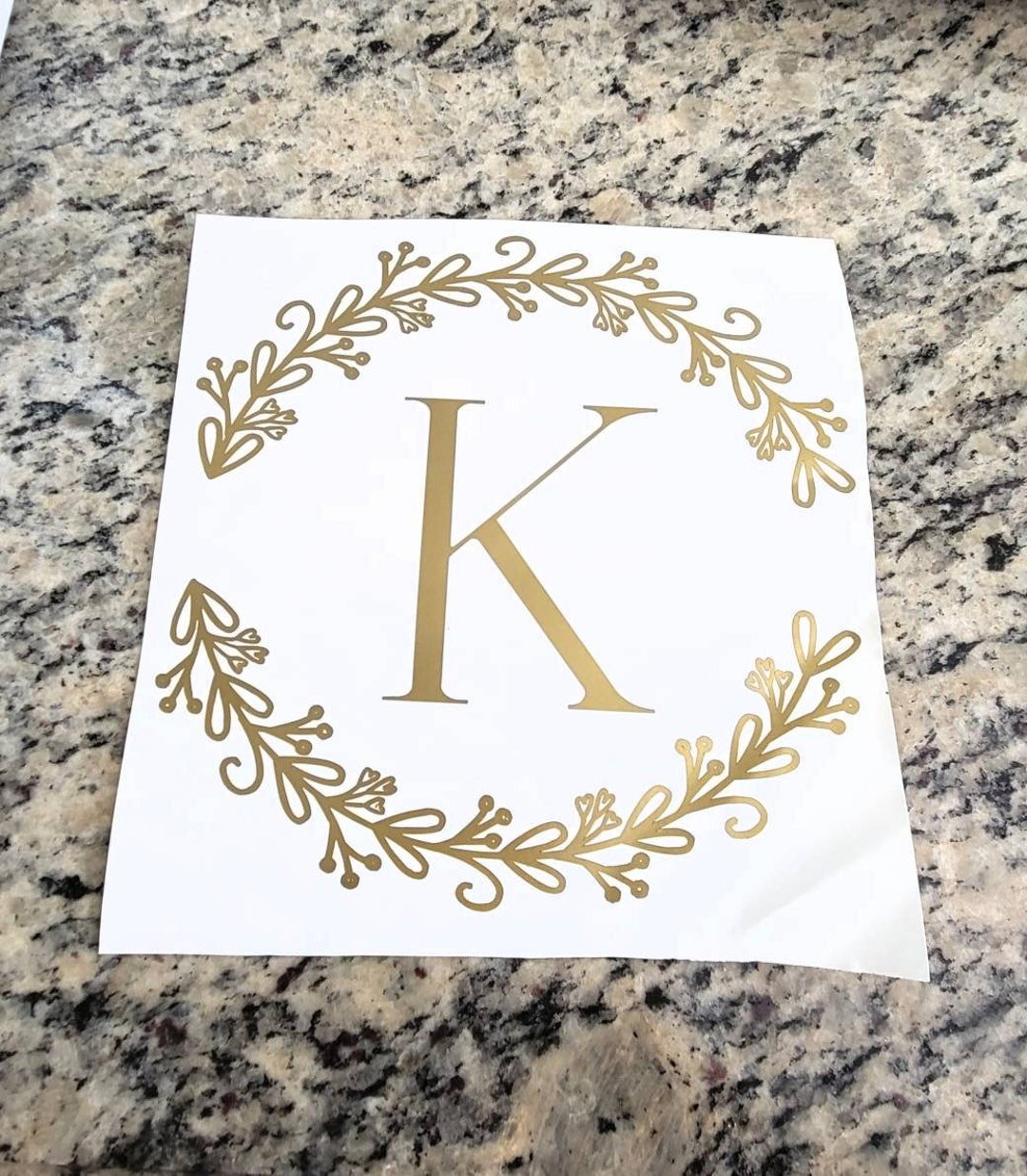 Monogram Decal, Initial Decal, Initial Wreath Decal, Wedding Decor ...