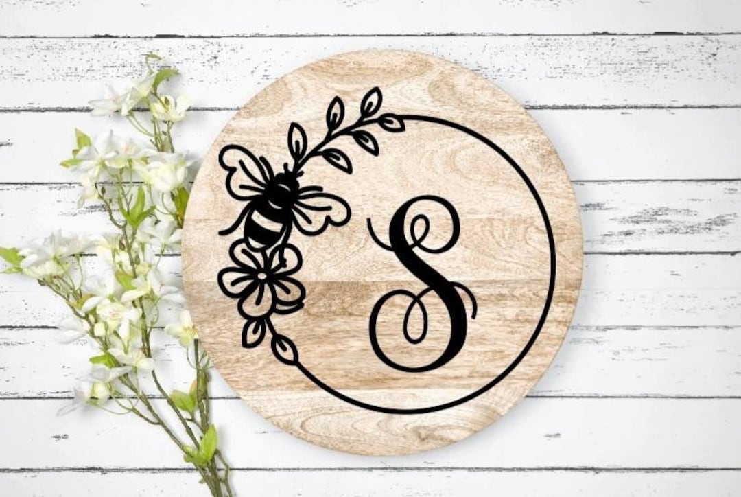 Monogram Decal, Initial Decal, Initial Wreath Decal, Wedding Decor ...