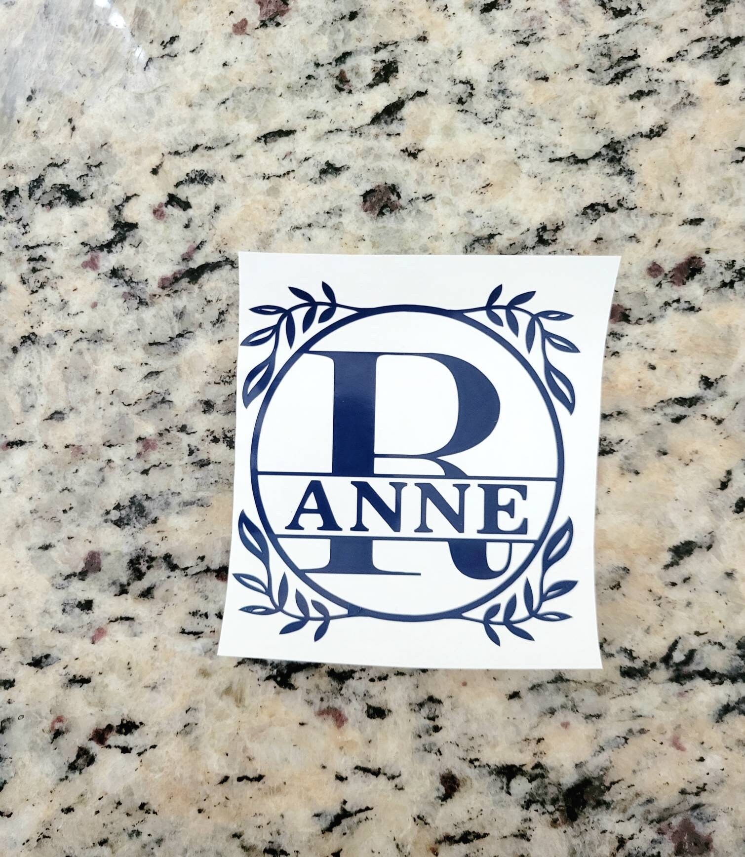 Monogram Decal Initial Decal Initial Wreath Decal Wedding - Etsy