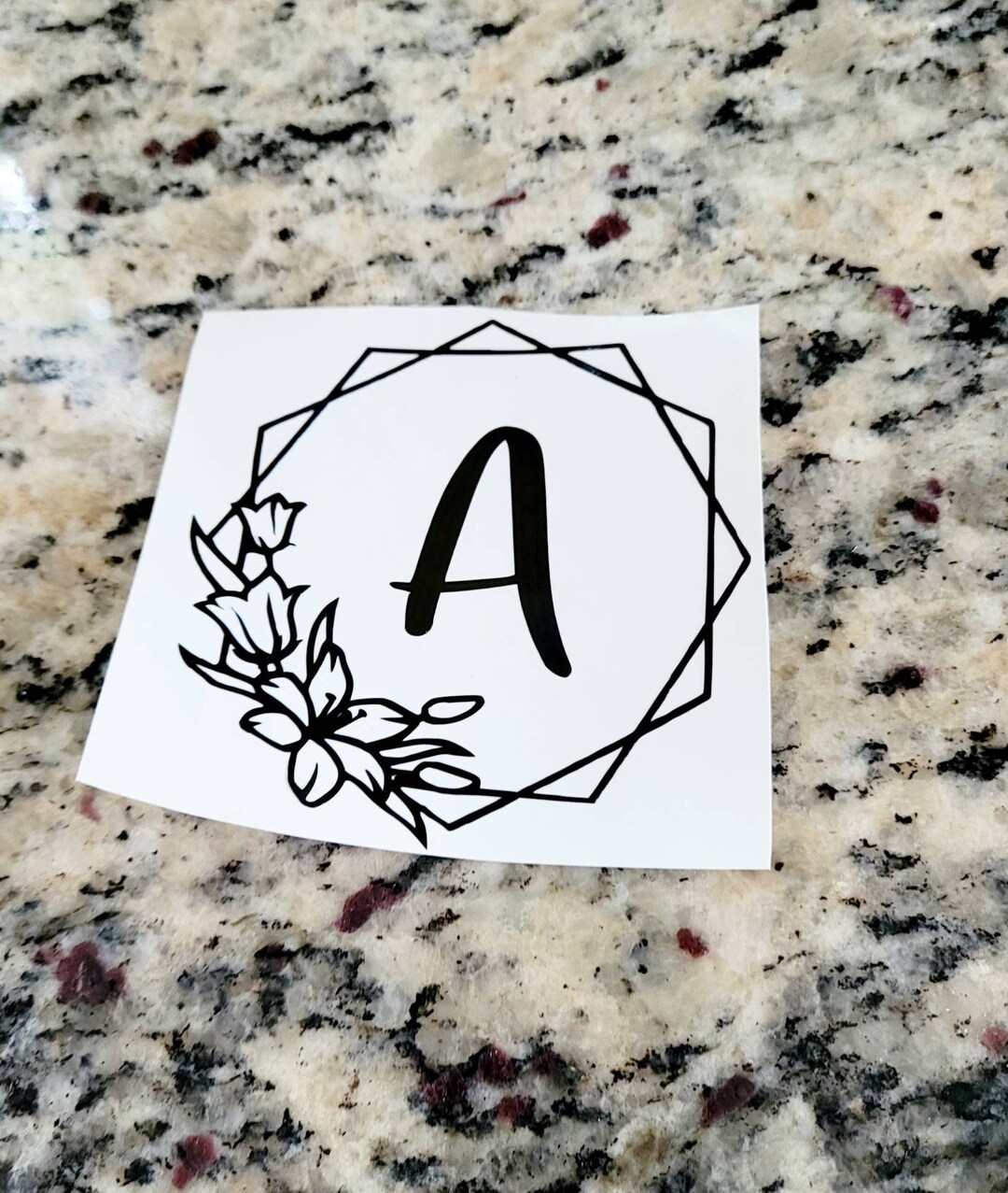 Monogram Decal, Initial Decal, Initial Wreath Decal, Wedding Decor ...