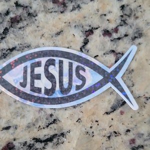 Christian Fish Decal, Jesus Fish Decal, Christian Fish Sticker, Jesus ...