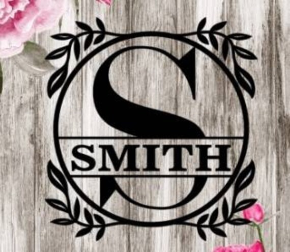 Monogram Decal Initial Decal Initial Wreath Decal Wedding - Etsy