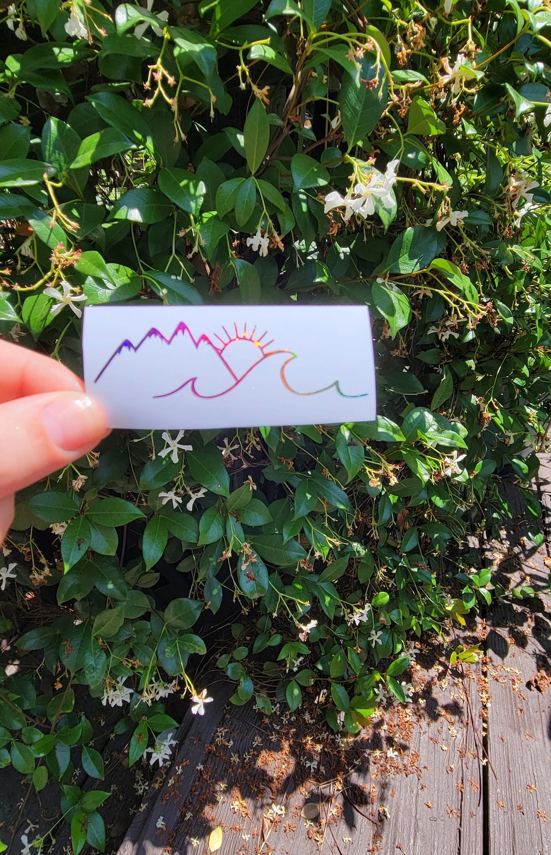 Mountain Wave Sun Decal, Wave Decal, Vinyl Beach Decal, Holographic ...