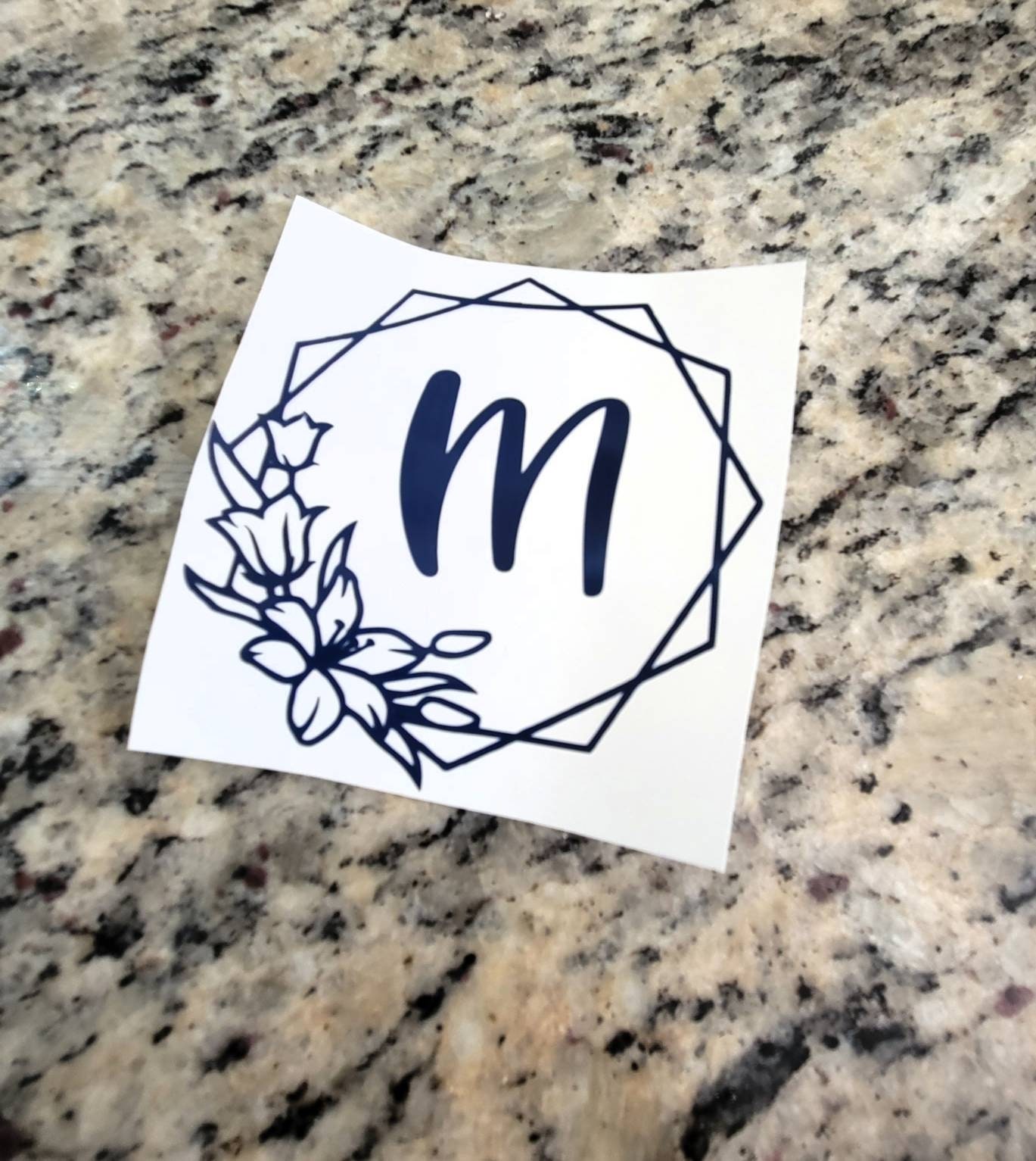 Monogram Decal Initial Decal Initial Wreath Decal Wedding | Etsy