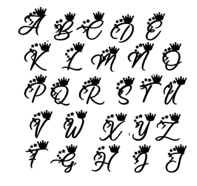 Initial decal Crown Initial decal Fancy Initial Crown | Etsy