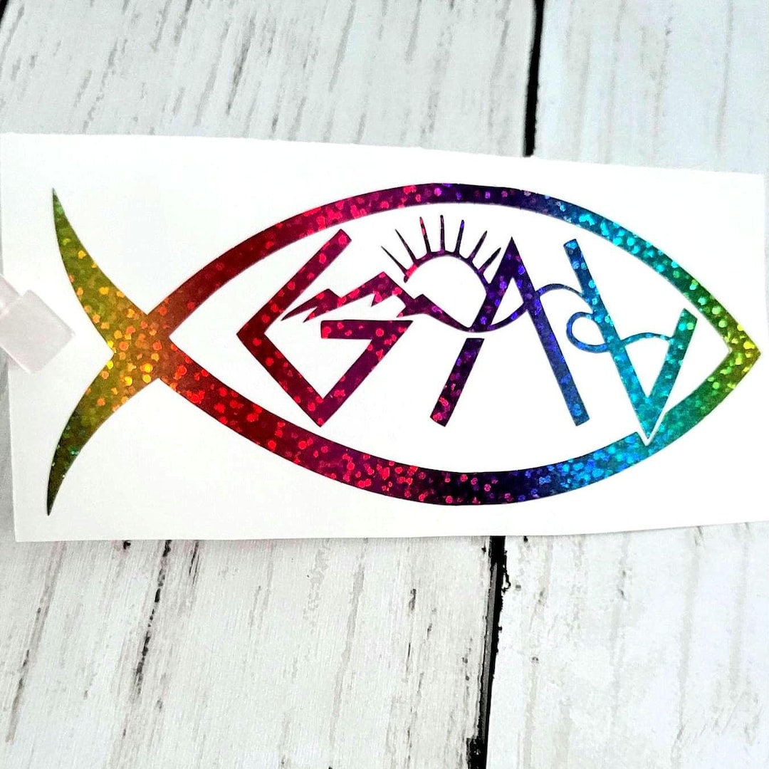 Holographic Christian Fish Decal | God is Greater Faith Sticker - Etsy