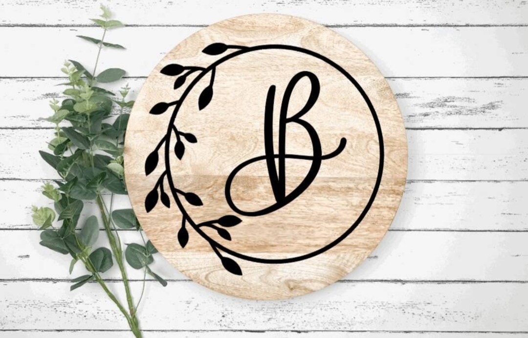 Monogram Decal, Initial Decal, Initial Wreath Decal, Wedding Decor ...