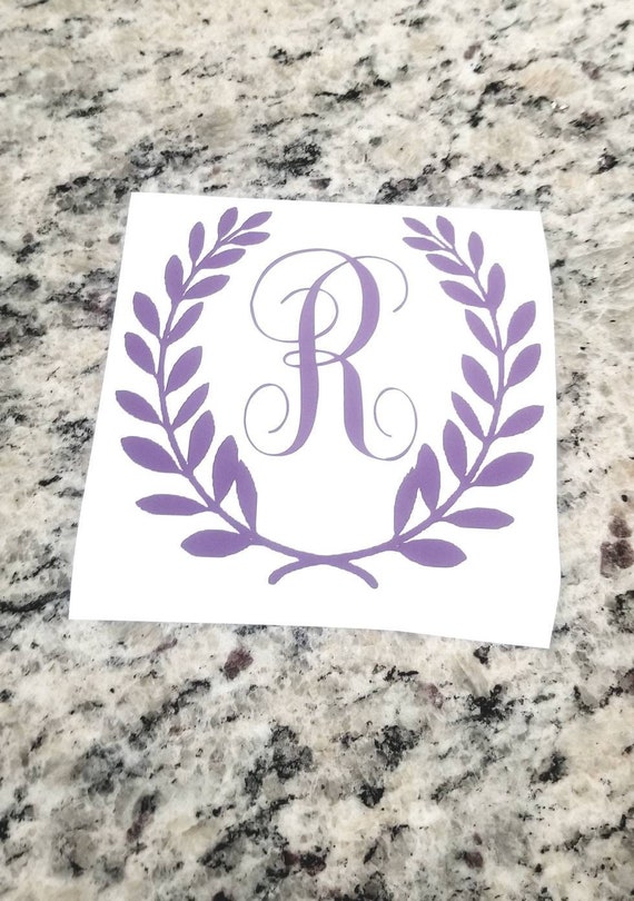 Monogram Decal Initial Decal Initial Wreath Decal Wedding - Etsy
