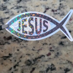Christian Fish Decal, Jesus Fish Decal, Christian Fish Sticker, Jesus ...