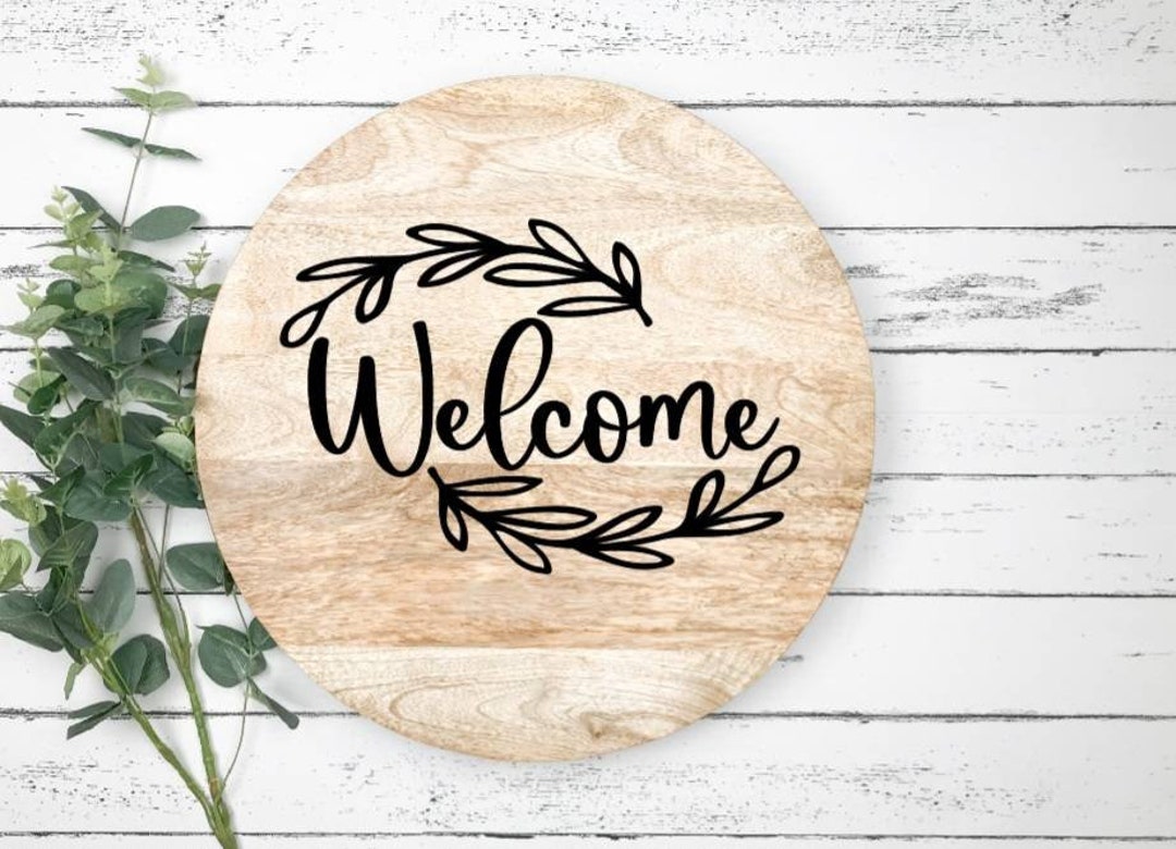 Vinyl Welcome Wreath Decal, Welcome Wreath Decal, Welcome Decal - Etsy